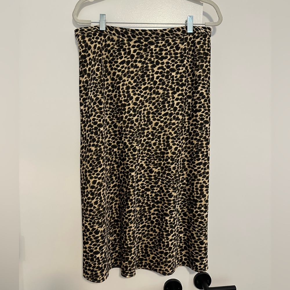 J. Crew Leopard Print Midi Satin Skirt - Gem